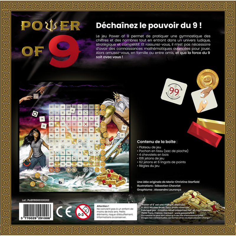 Boîte du jeu de société Power of 9, jeu de plateau familial